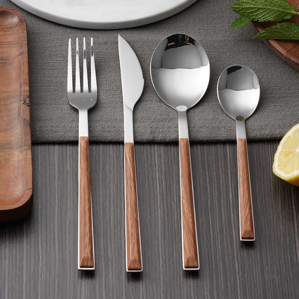 SET CUBIERTOS X16 RUSTIK BLACK