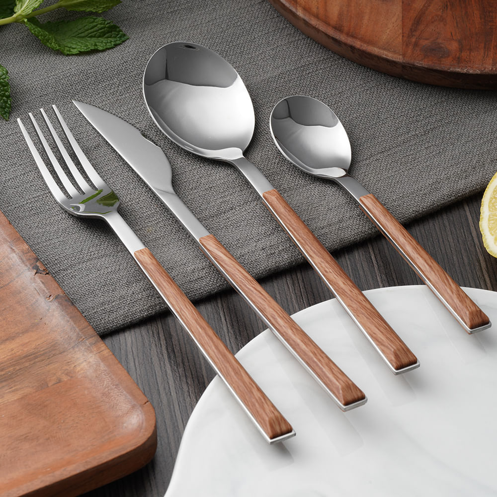 SET CUBIERTOS X16 RUSTIK BLACK